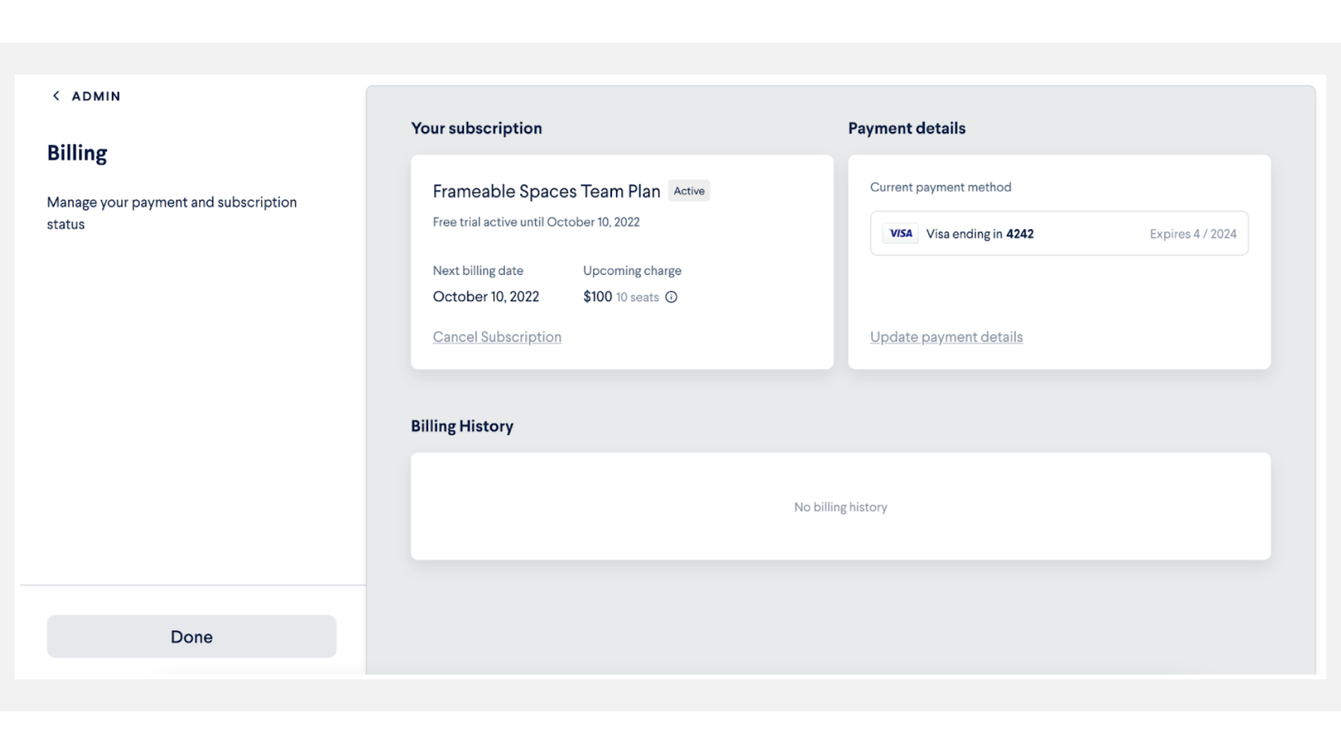 Admin Guide: Billing